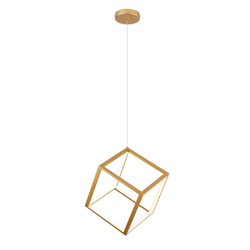 EdgeNoir Cube 1-Light LED Pendant in Black or Gold, Minimalist Sci-fi ...
