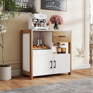 Modern Kitchen Sideboard Buffet Table w/Storage & Pull-Out Shelf - Bed ...