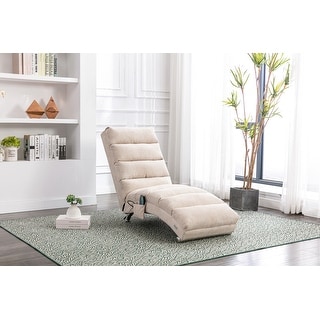 Linen Chaise Lounge Indoor Chair, Modern Long Lounger for Office or ...