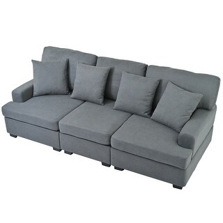 3 Seat Sofa with Removable Back and Seat Cushions Comfy Loveseat, Grey ...