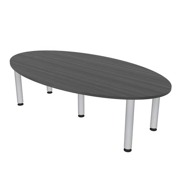 7x4 Oval Conference Room Table With Power And Data Silver Post Legs ...