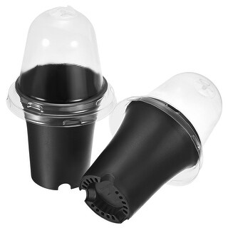 3" Round Nursery Pot 3pcs Plastic Flower Plant Container w Cover Black ...