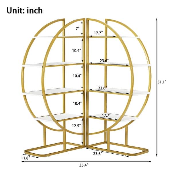 Open Round/ Half Moon Shape Bookshelf with Gold Metal Frame - Bed Bath ...