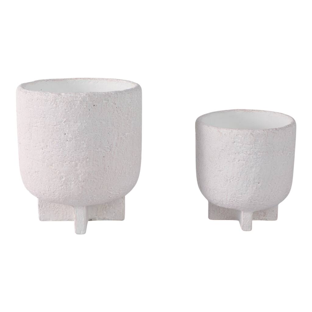 Pottery Planters Bow Accent Home Garden Use (Set of 2) - 6", 5" White ...