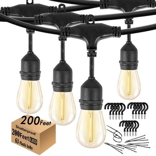 200FT String Lights for Outside LED Patio Lights Outdoor with 63 ...