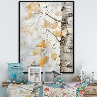 Designart "Grey And Gold Sycamores Tree Shade " Tree Sycamore Framed ...