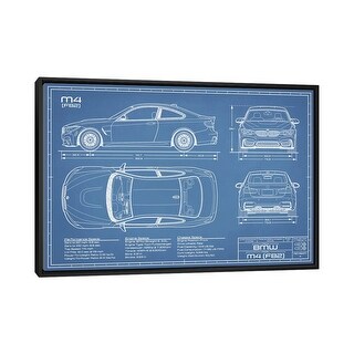 iCanvas "BMW M4 (F82) Blueprint" by Action Blueprints Framed Canvas ...