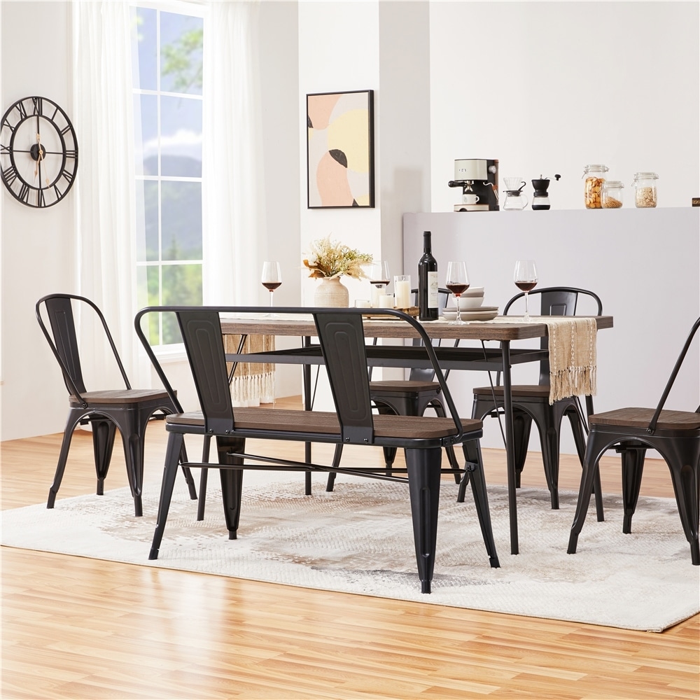 small dining bench with backrest