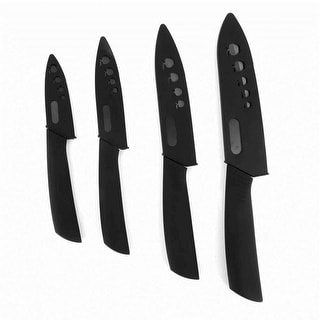4-Piece Ultra-Sharp Ceramic Kitchen Knife Set with Black Covers - Bed ...