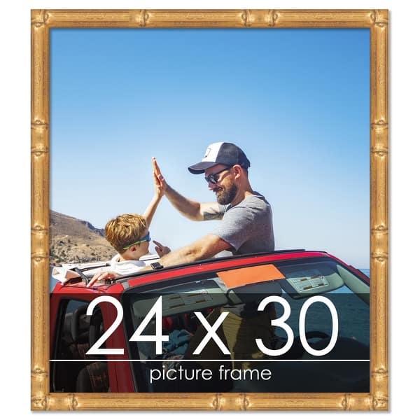 24x30 Frame Gold Bamboo Solid Wood Picture Frame with UV Acrylic, Foam ...