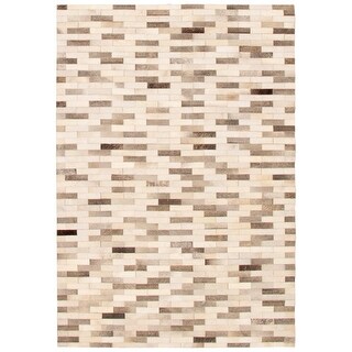ECARPETGALLERY Handmade Cowhide Patchwork Ivory Leather Rug - 5'3 x 7'6 ...