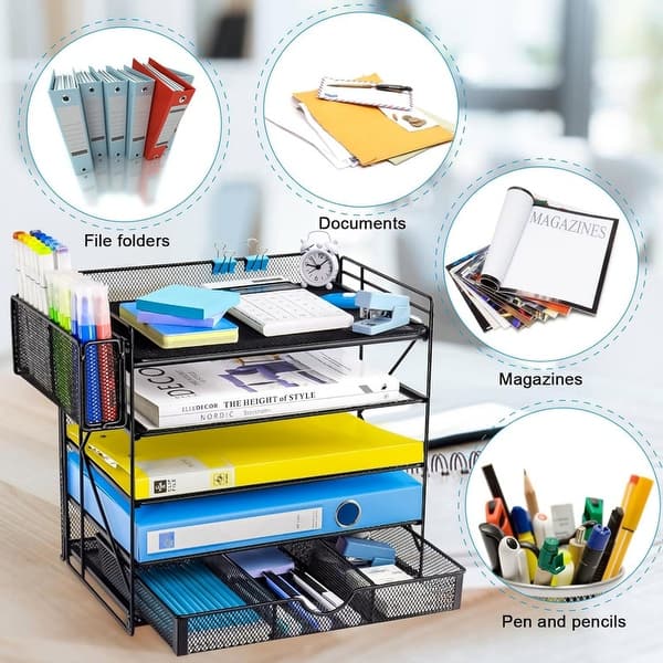 Desk Organizer with Mesh File Holder(KPD Black) - Bed Bath & Beyond ...