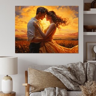 Designart "Romantic Couple Landscape Luminous Embrace II" Romantic ...