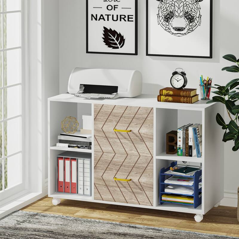 Mobile Lateral File Cabinet, Wood, 2-Drawer - Overstock - 33900813