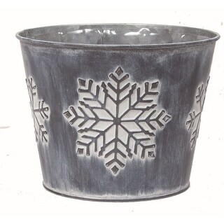 White Wash Snowflake Bucket Planter - Bed Bath & Beyond - 36882394