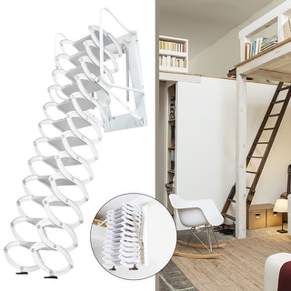 Home White Wall Mounted Folding Ladder Loft Stairs - Bed Bath & Beyond ...