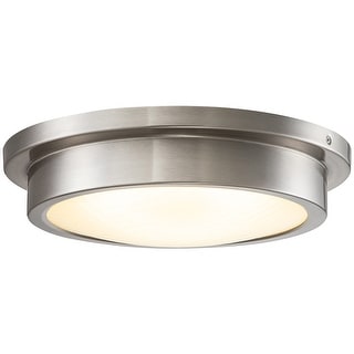 14 in. Brushed Nickel 30W 3000K LED Flush Mount Light with Striped ...
