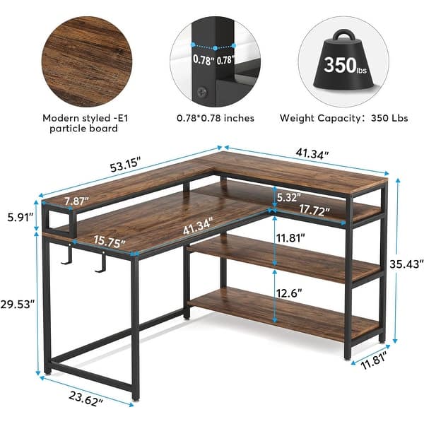 Tribesigns 55/53 inch Reversible L Shaped Computer Desk with Storage ...