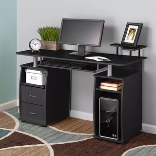 Home Office Computer Desk Laptop Table Workstation 2 Drawer Cabinet ...