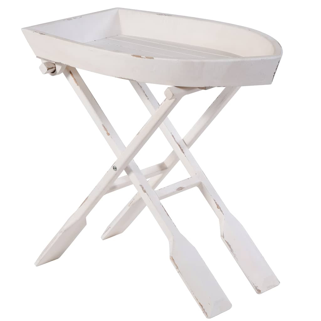 StyleCraft Oar Antique Distressed Ivory Sailboat and Oar Folding Accent ...