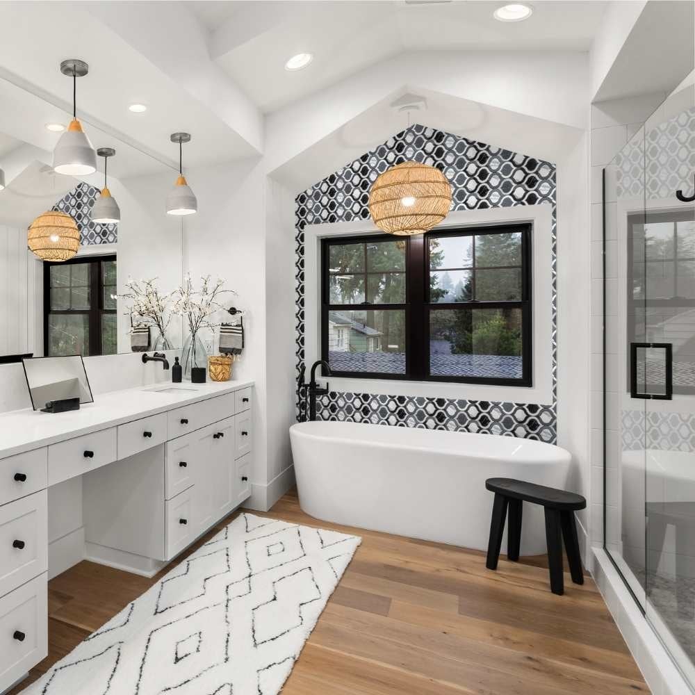 Merola Tile Metro Geo 1" Hex Matte White w/Black Edge 10-1/2" x 11-5/8 ...