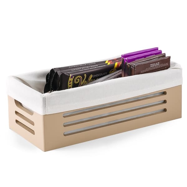 Creative Scents Tan Wooden Storage Bin Container with Machine Washable ...