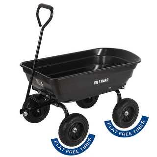 4 Cu.Ft. 10" No-Flat Tires Poly Yard Dump Cart with 180° Rotating ...