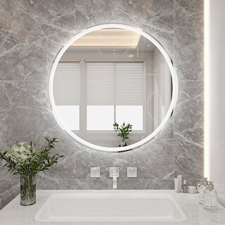 24 Inch Modern Round Backlit Bathroom Mirror - Bed Bath & Beyond - 37743307