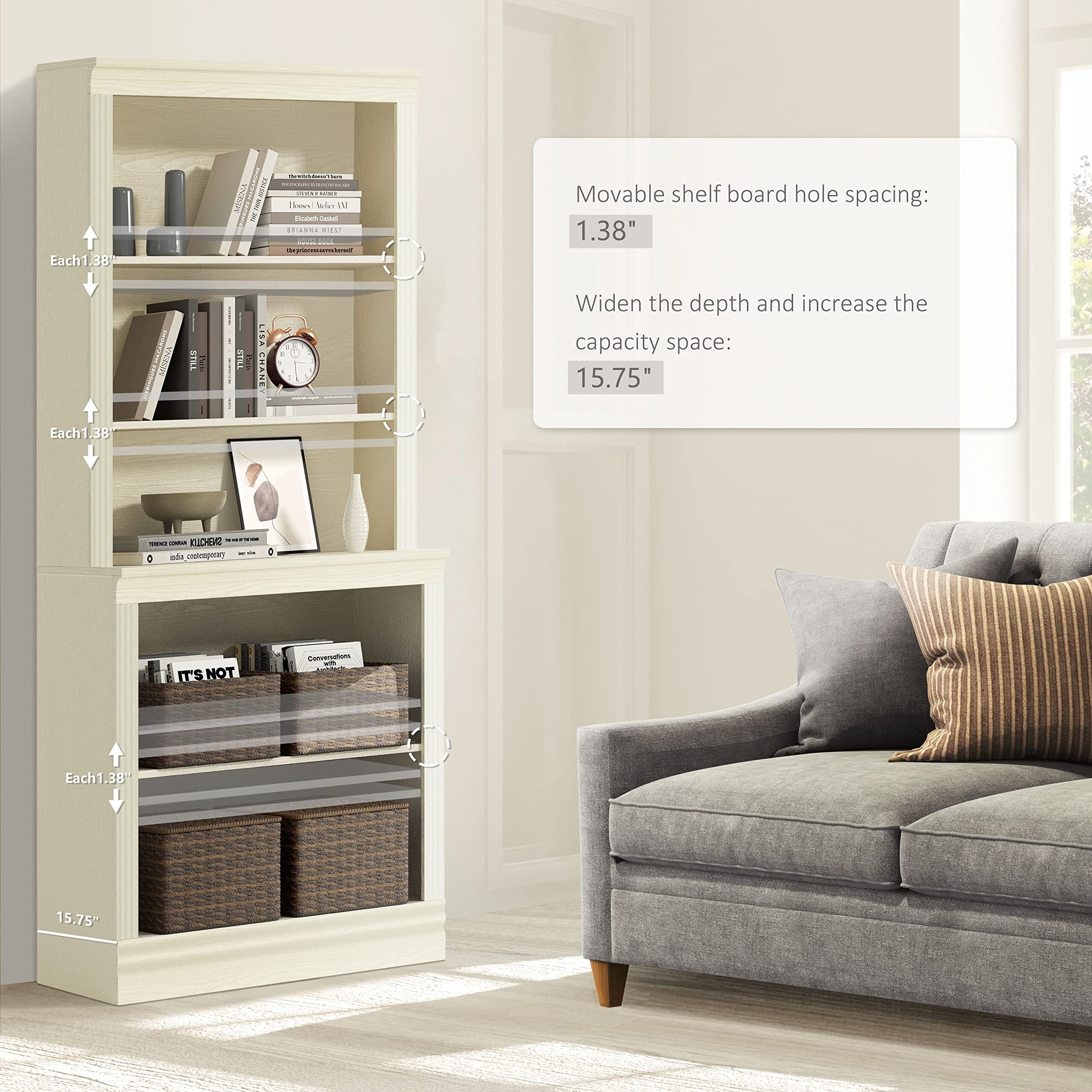 Bookshelves and Bookcase Floor Standing 5 Tier Display Shelves — Planner 5D