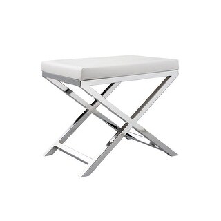 18-Inch Stool with Padded Seat and Crossed Legs - 14.5L x 20W x 18.3H ...