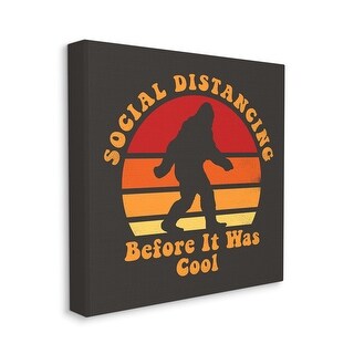 Stupell Bigfoot Social Distancing Mythical Pun Red Brown Canvas Wall ...