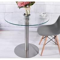 Round Dining table 36'' with metal pedestal and glass top - Glass ...