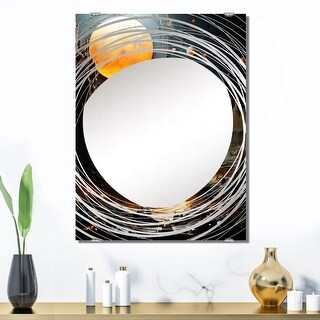 Designart "Celestial Golden Planet In Solar System I" Planets Mirror ...