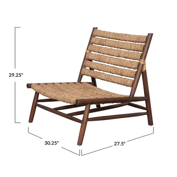 Mahogany Wood and Handwoven Water Hyacinth Chair - Bed Bath & Beyond ...