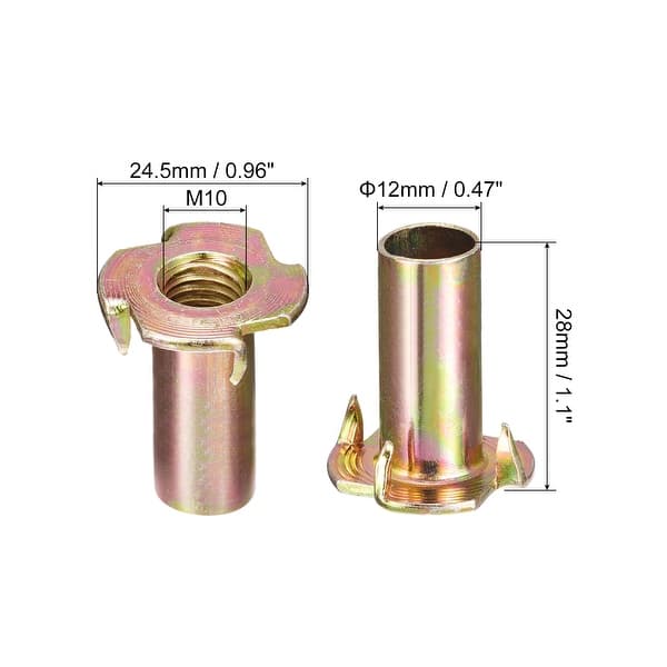 M10x28mm T-Nuts 4 Pronged Tee Nut Threaded Inserts for Wood 80pcs ...