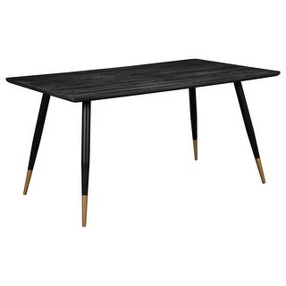 60 Inch Dining Table, MDF Tabletop, Rounded Metal Legs, Brass Accents ...