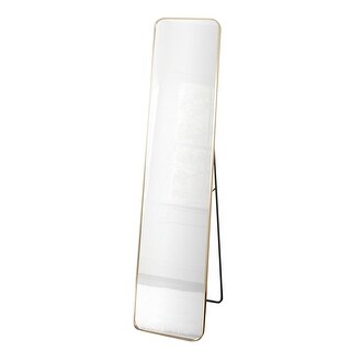 14x59 Rounded Corner Full Length Floor Mirror with Easel, Gold & Black ...