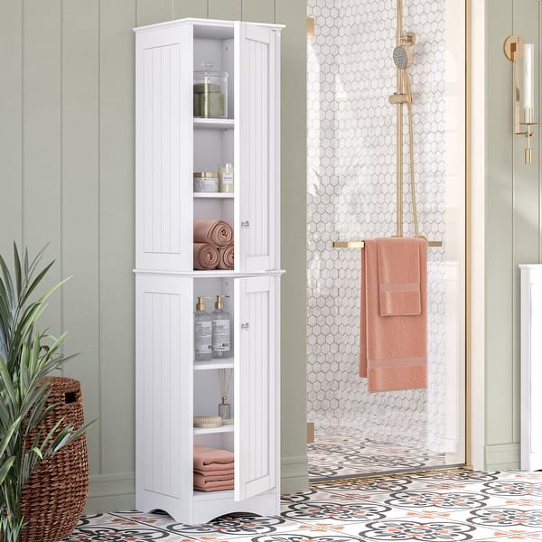 RiverRidge Ashland Two-Door Tall Bathroom Storage Cabinet and Linen ...
