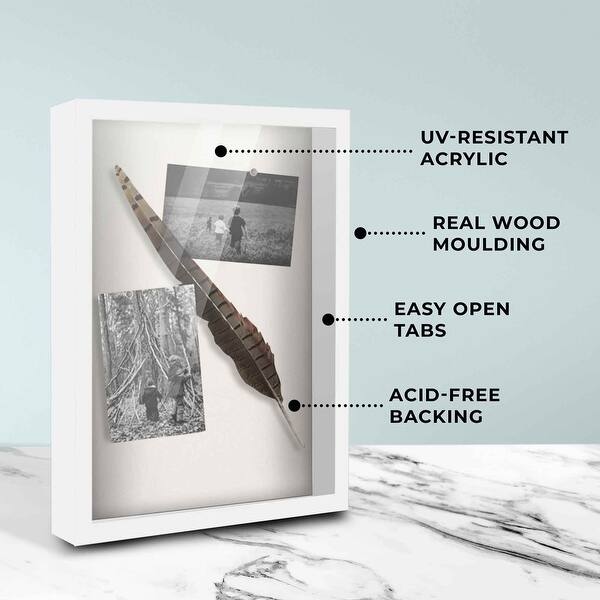 26x24 Shadow Box Frame White | 1.625 inches Deep Real Wood - Bed Bath ...