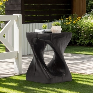 Twist Shape MGO Accent Side Table, Unique Modern End Table with Wide ...