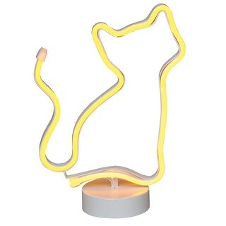 LED Light Yellow Cat Neon-Style Lamp - 12.25" high. - Medium - Bed Bath ...