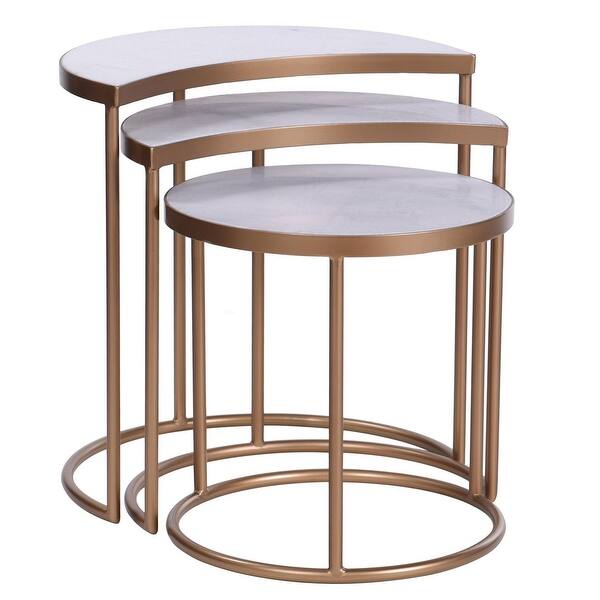 Lunar Nesting Tables - Gold and White Marble Top - Set of 3 - Bed Bath ...