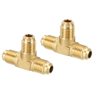 1/4" x 1/4" x 1/4" Brass Fitting, 2 Pack Flare Tee Tube Fitting - Brass ...