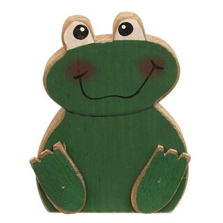 Rustic Green Layered Wooden Frog Shelf Sitter Freestanding Table Decor ...