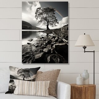 Designart "Grayscale Tree Landscape" Rainbow Wall Decor - Bed Bath ...