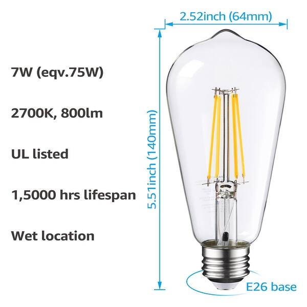 Dusk to Dawn ST19 LED Filament Bulb, 2700K Soft White - 6PACK - Bed ...