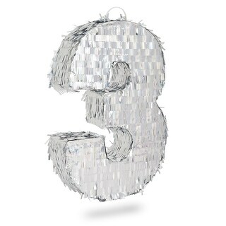 Small Silver Foil Number 3 Pinata for Kids 3rd Birthday Party ...