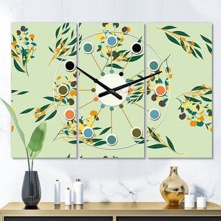 Designart 'Bright Eucalyptus Floral Pattern III' Oversized Mid-Century ...