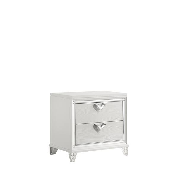 Prism Modern Style 2-Drawer Nightstand with LED Glow & V-Shape Handles ...