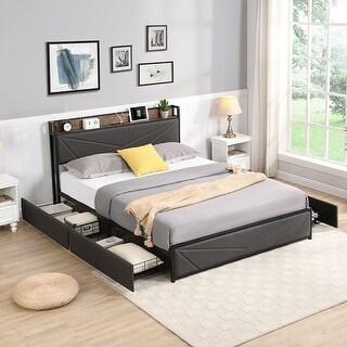 Full Bed Frame with Drawers and Headboard - Bed Bath & Beyond - 40677975